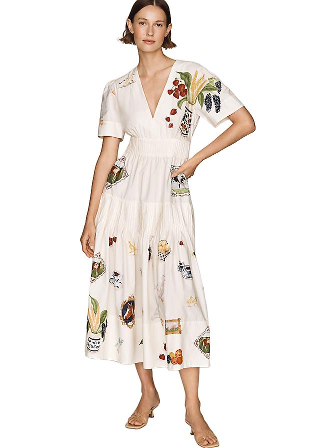 FARM RIO Farm Rio Country Table 100% Cotton Midi Dress